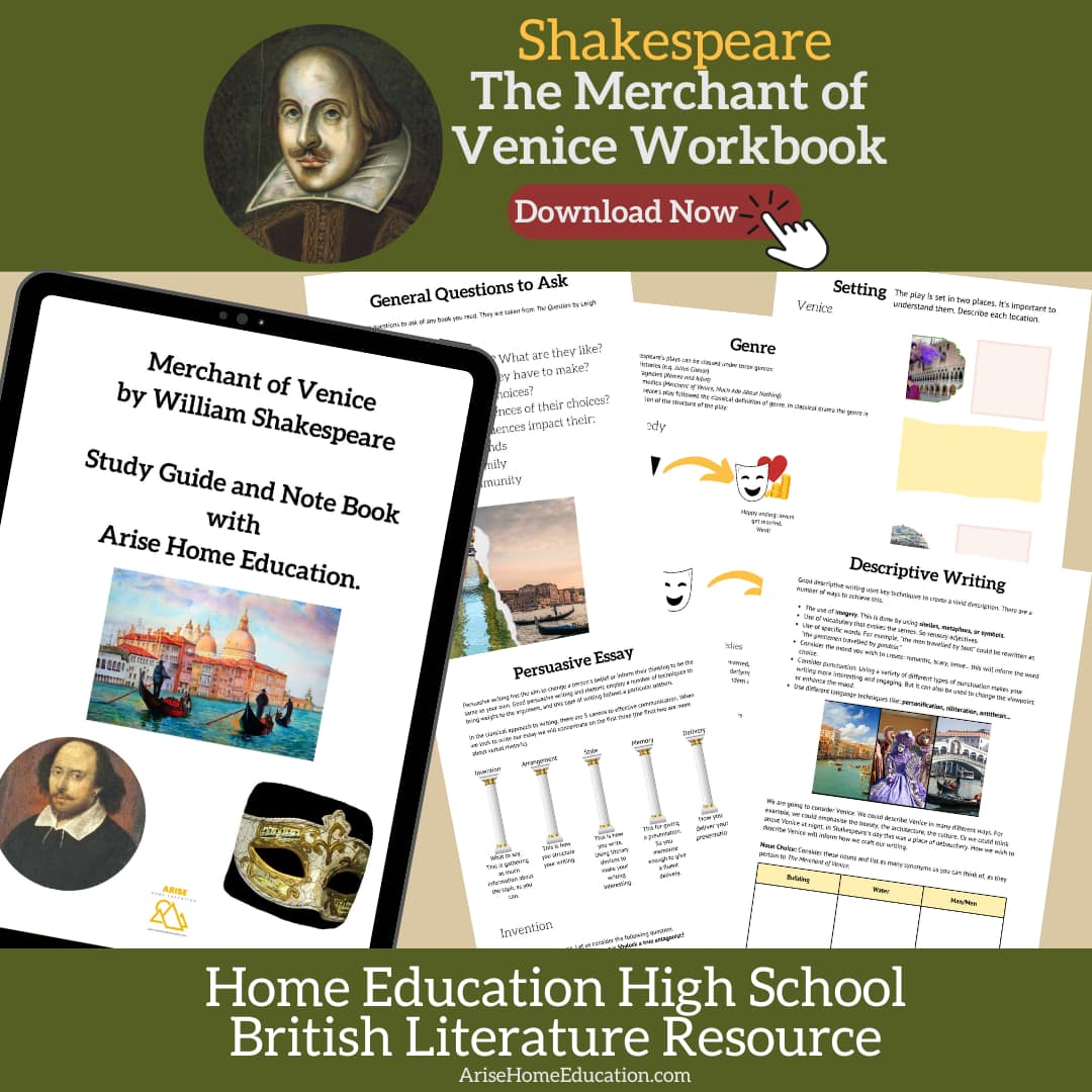 Merchant of Venice Literature Study Workbook - Arise Home Education
